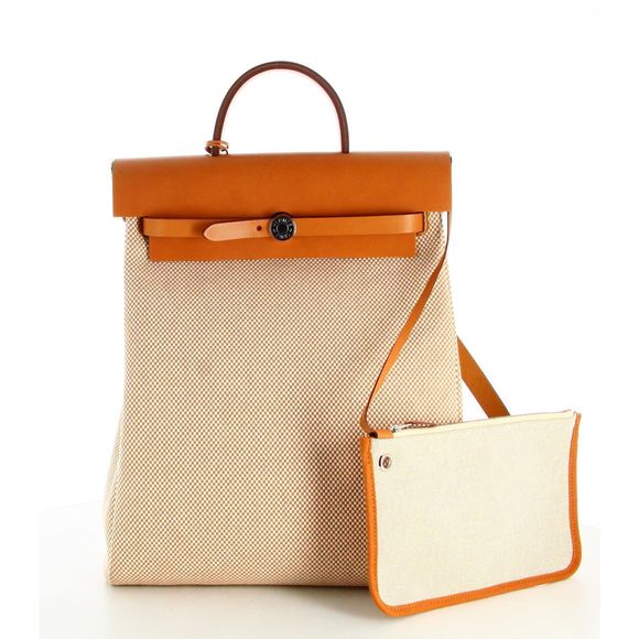 Hermes | Bags | Hermes Herbag Brown Canvas And Leather Backpack | Poshmark